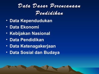 Data Dasar Perencanaan Pendidikan | PPT