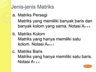 Materi 1. matriks dan operasinya | PPTX
