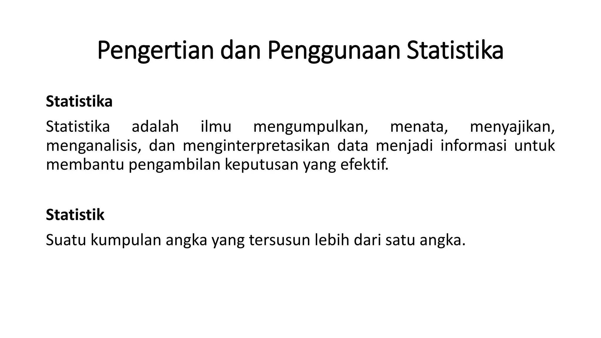 Materi 1 statistika bisnis pengertian statistika | PDF