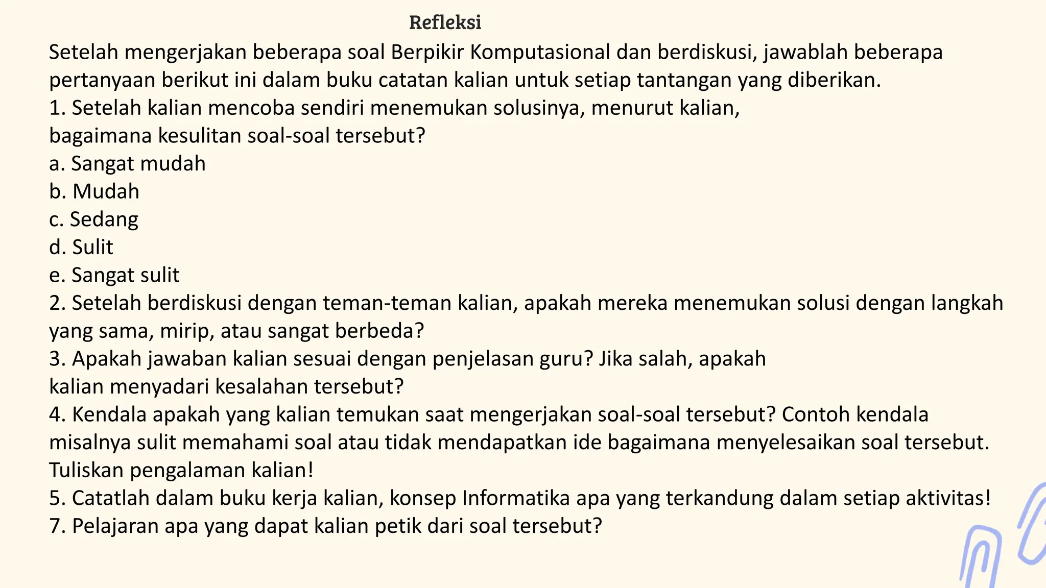 INFORMATIKA BERFIKIR KOMPUTASIONAL KELAS 7 | PPTX