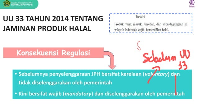 Materi 1 - Kebijakan dan Regulasi Jaminan Produk Halal (JPH) - Dzikro, S.Pt., M.pdf