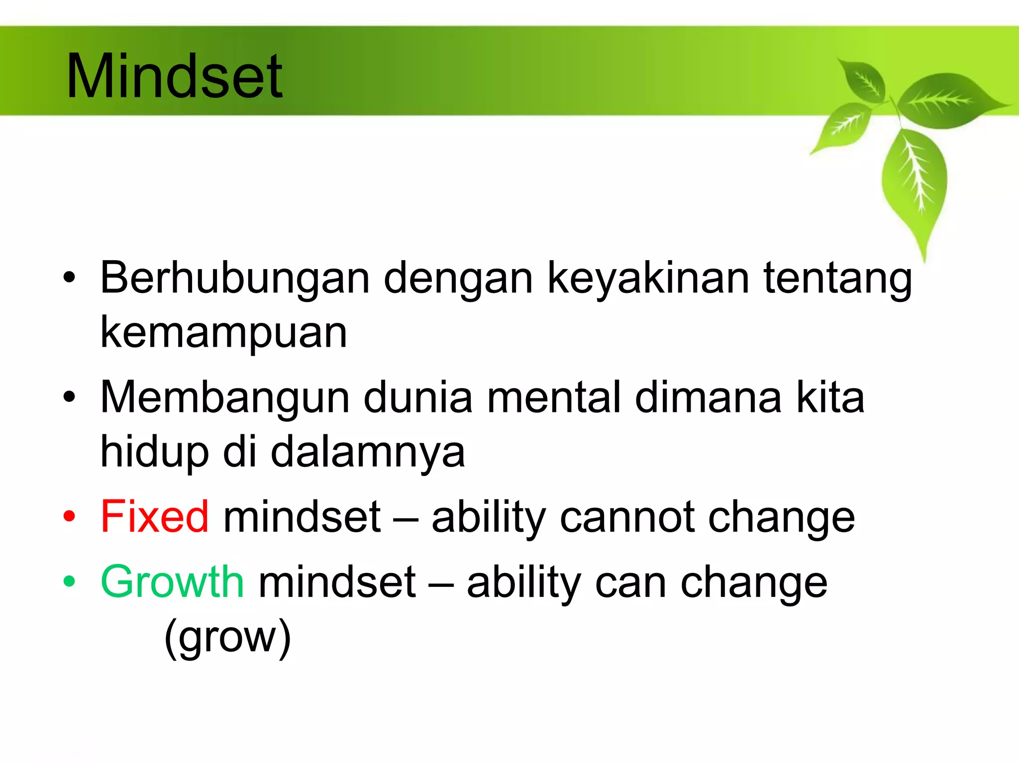 Mengenal Fixed Mindset dan Growth Mindset | PDF