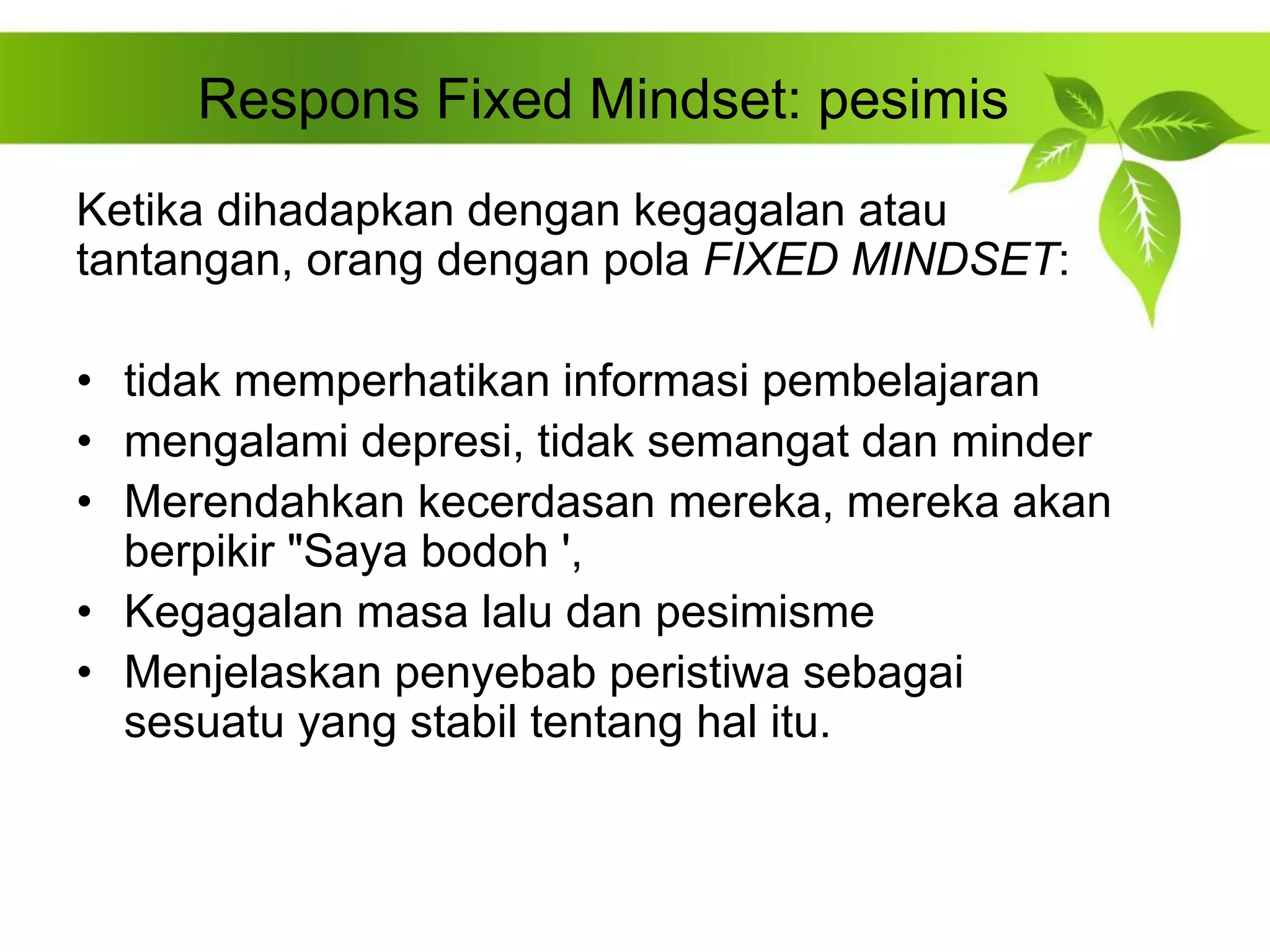 Mengenal Fixed Mindset dan Growth Mindset | PDF