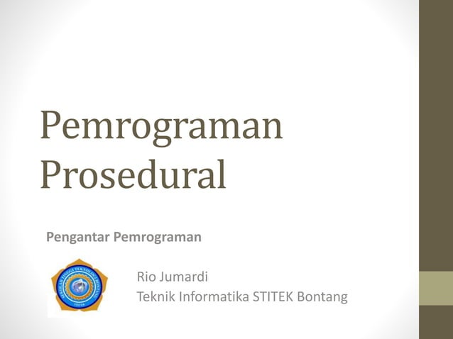 Materi 1 pemrograman prosedural | PPTX