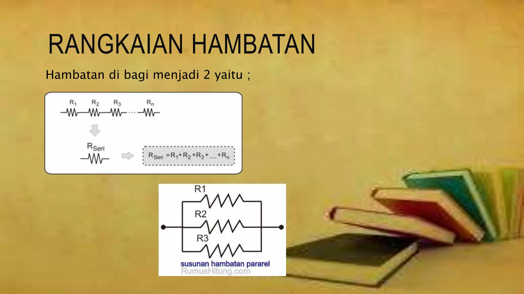 arus listrik, hukum ohm, rangkaian hambatan, energi listrik, daya | PPTX