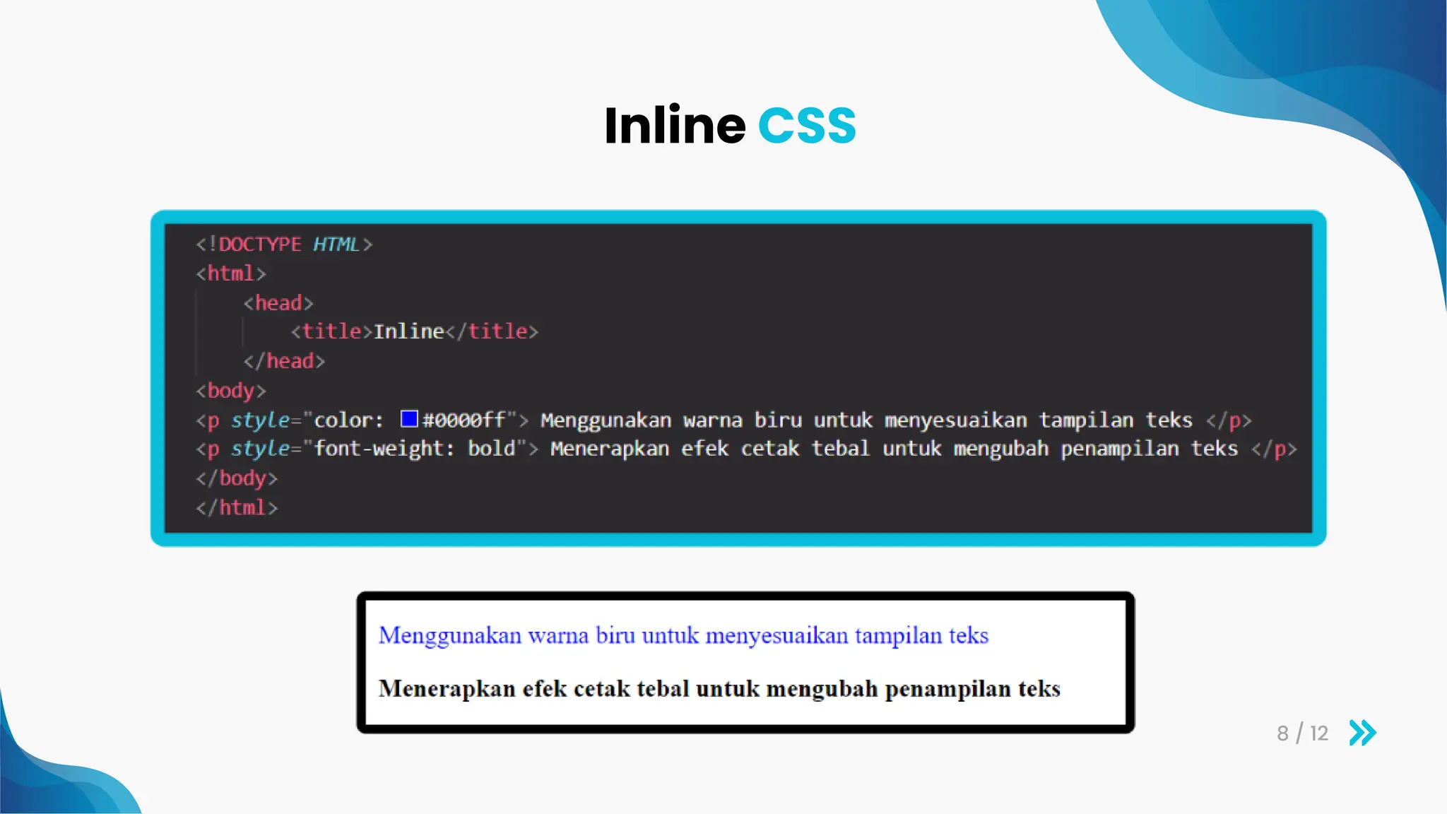 Materi CSS yang akan dipaparkan di salah satu | PPT
