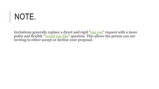 Expressions of Invitation - English for Interpersonal Interaction | PPTX