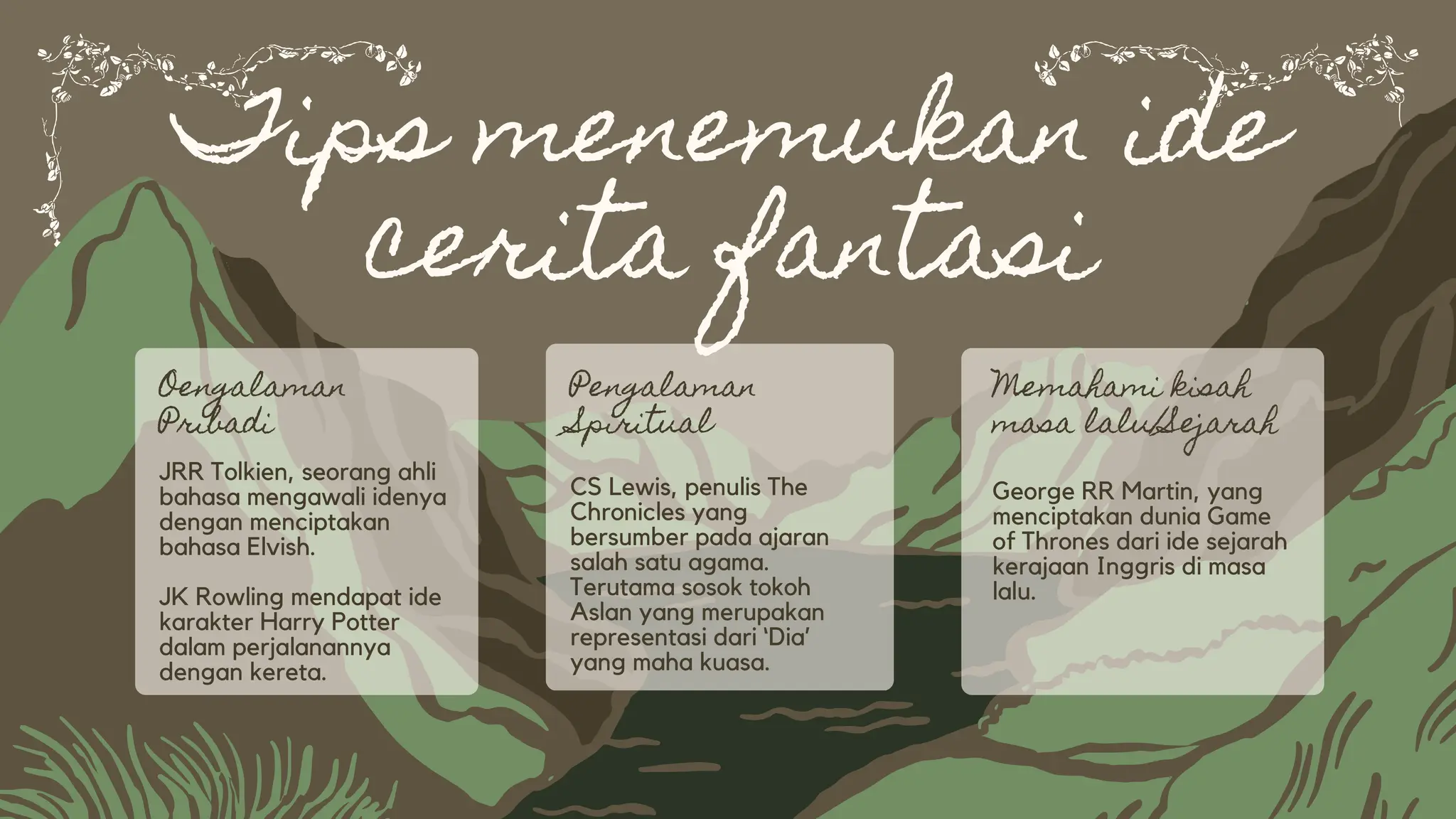 Materi 1 Ide dan Premis membuat cerita novel fantasi | PPT