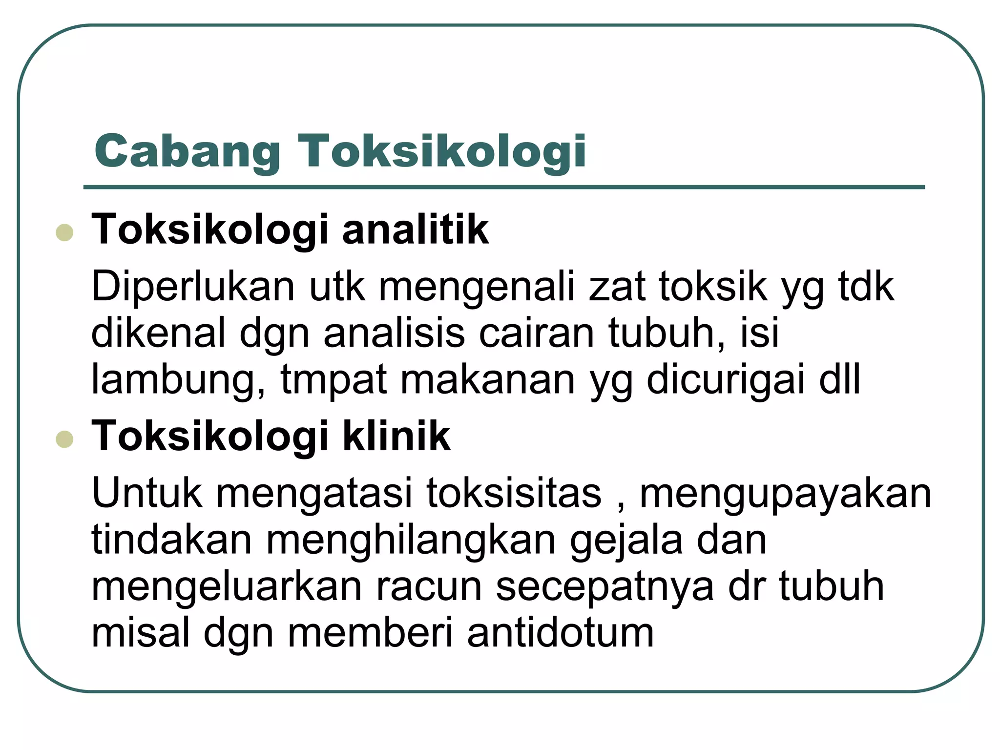 MATERI 1, PENGERTIAN TOKSIKOLOGI KLINIK, Agus Sudrajat,S.Si,M,T (1).ppt