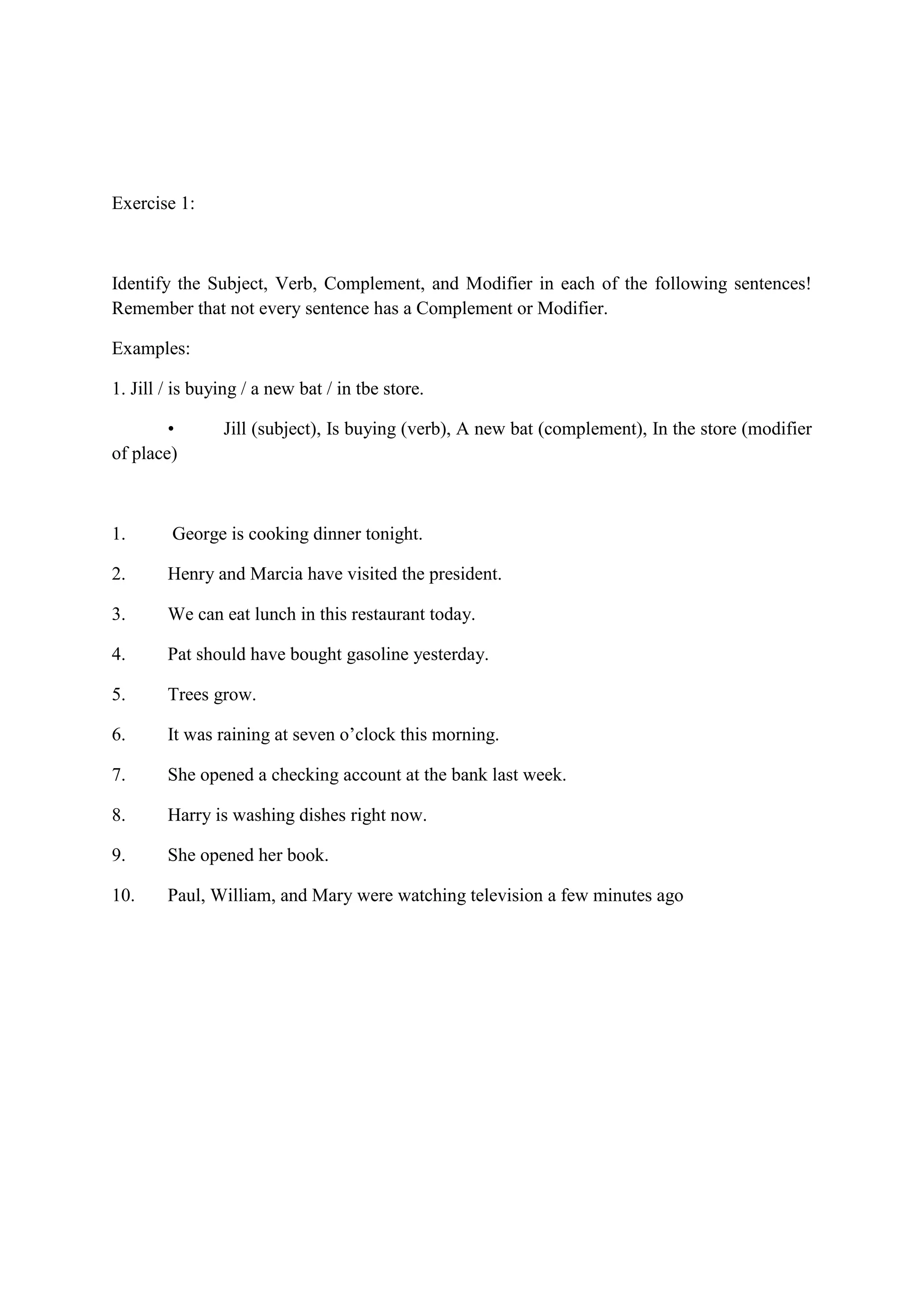 Materi 1 sentence pattern | PDF