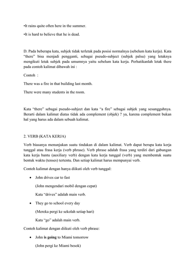 Materi 1 sentence pattern | PDF