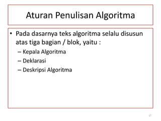 Materi 2. pengertian dasar algoritma | PPTX