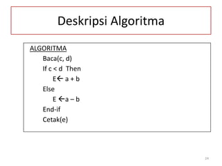 Materi 2. pengertian dasar algoritma | PPTX