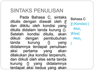 Sintaks Penulsian Percabangan If-Else | PPTX