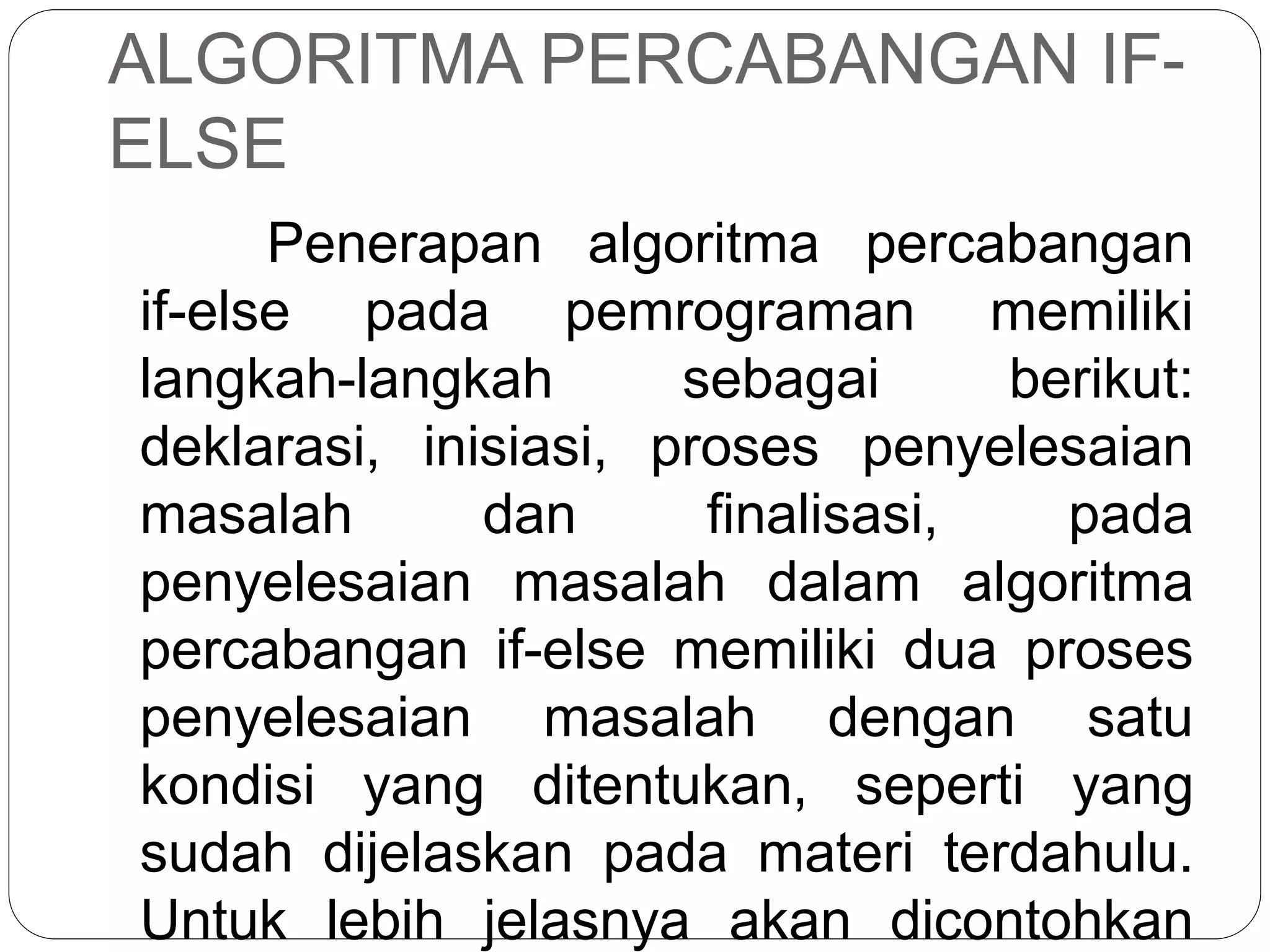 Algoritma Percabangan If-Else | PPTX