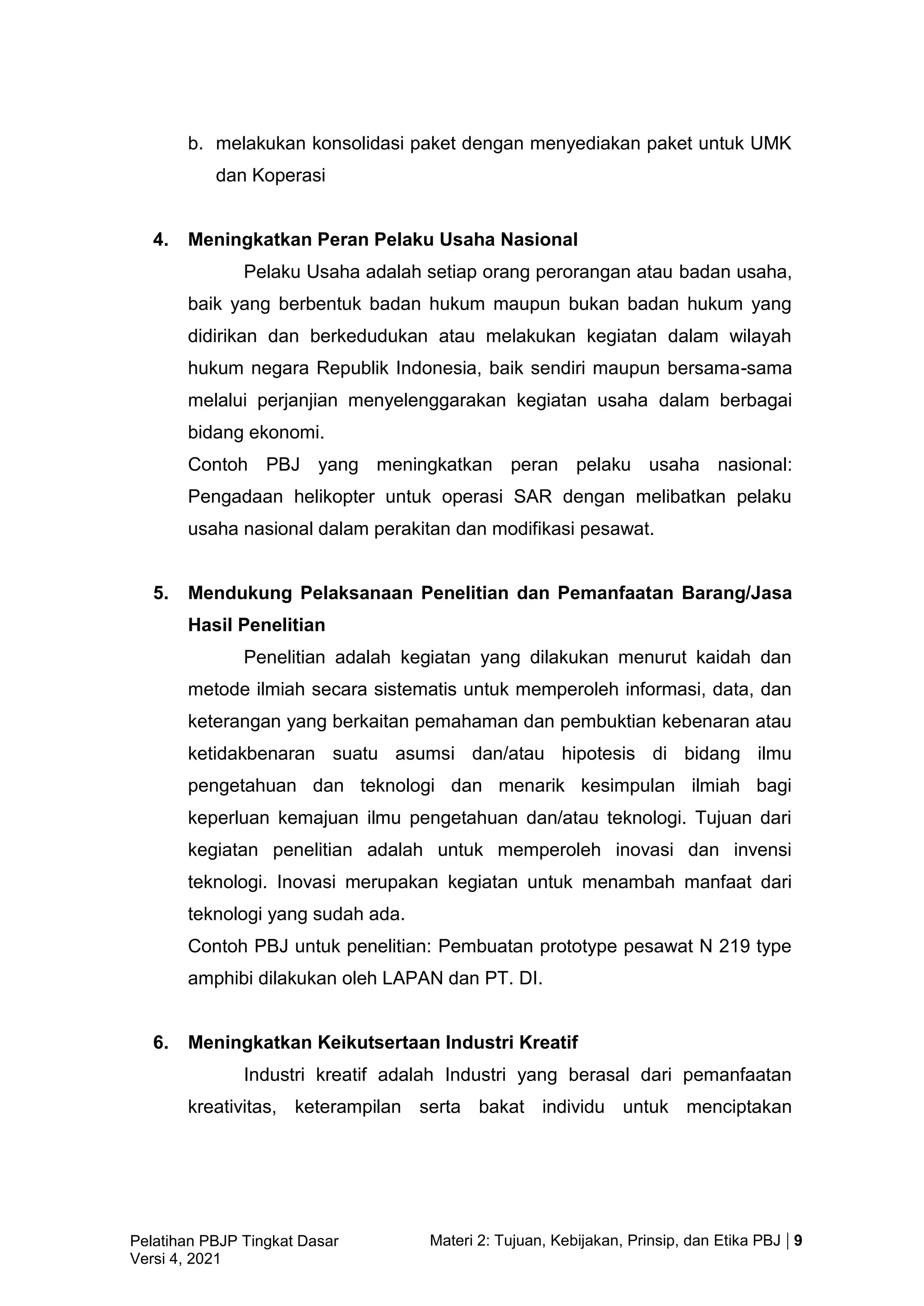 Materi 2 tujuan, kebijakan, prinsip, dan etika pbj - versi 4 | PDF
