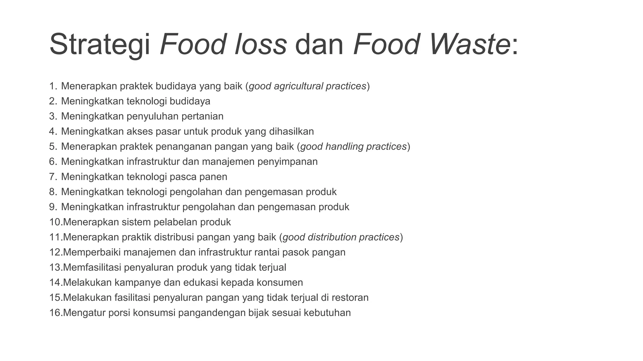 STOP FOOD LOSS AND WASTE FOR THE PEOPLE FOR THE PLANET MATERI 24 GRS ...