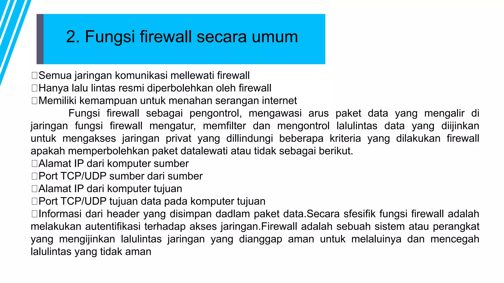 Materi 2 fungsi firewall pada jaringa n voip | PPTX