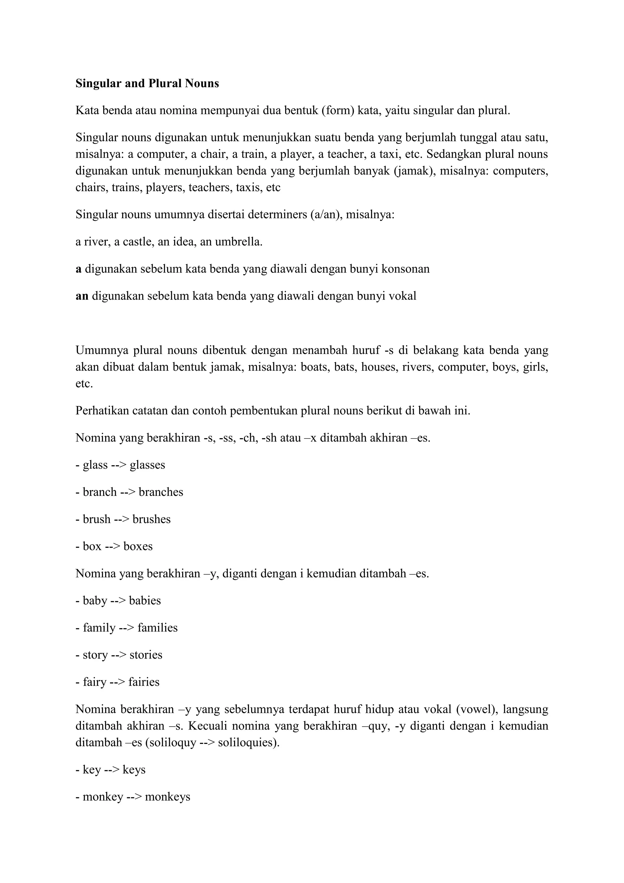 Materi 2 singular and plural nouns | PDF