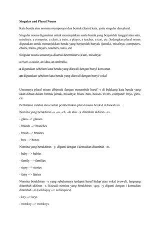 Materi 2 singular and plural nouns | PDF