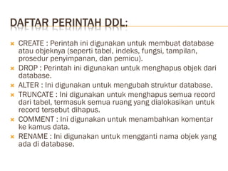 Materi 3 Penjelasan tentang SQL DDL dan DML | PDF