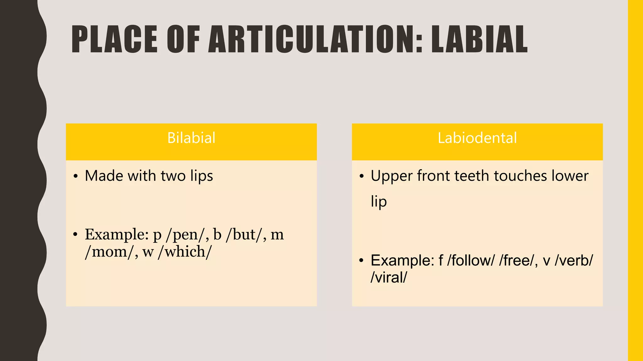Place of Articulation of Consonants | PPTX
