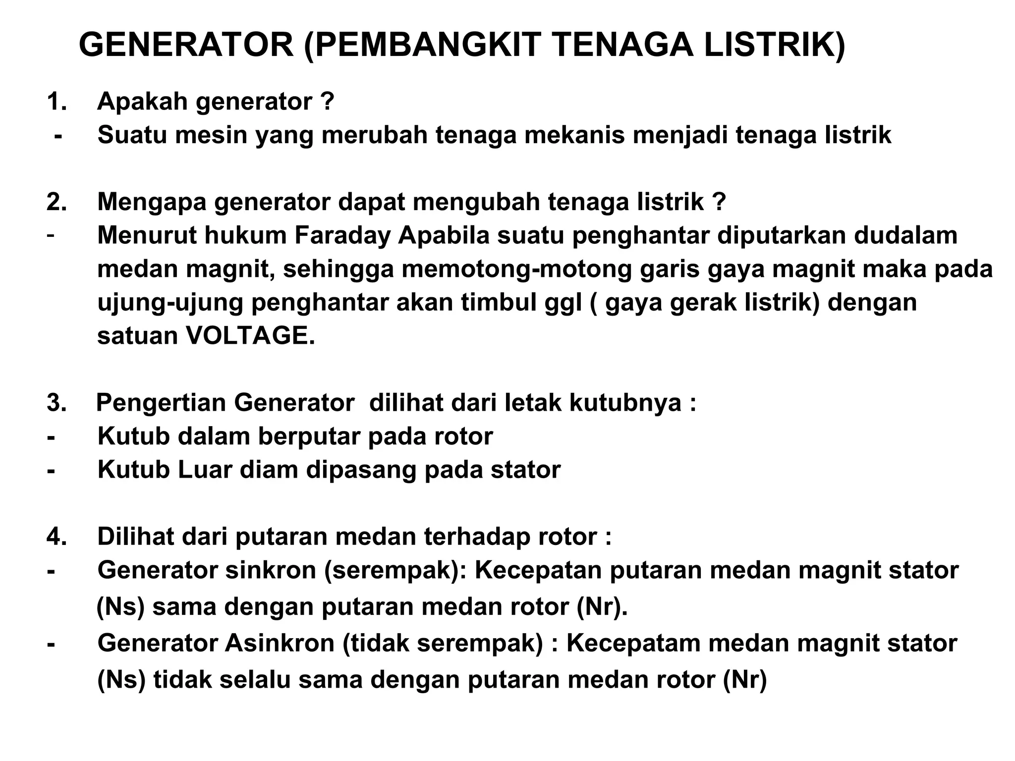 Materi 3 Generator Sinkron pada pembangkit Listrik | PPT