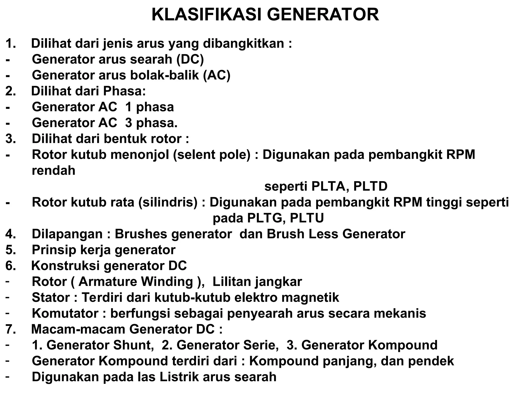 Materi 3 Generator Sinkron pada pembangkit Listrik | PPT