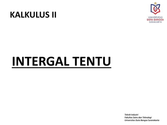 Materi Integral Tentu (Kalkulus 2)...... | PPTX