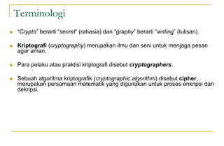 Kriptografi, Enkripsi dan Dekripsi | PPT