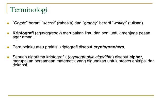 Kriptografi, Enkripsi dan Dekripsi | PPT