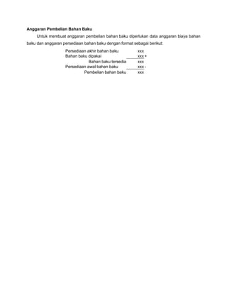 Anggaran Bahan Baku | PDF