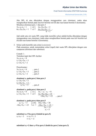 Materi 4 penyelesaian spl tiga atau lebih variabel | PDF
