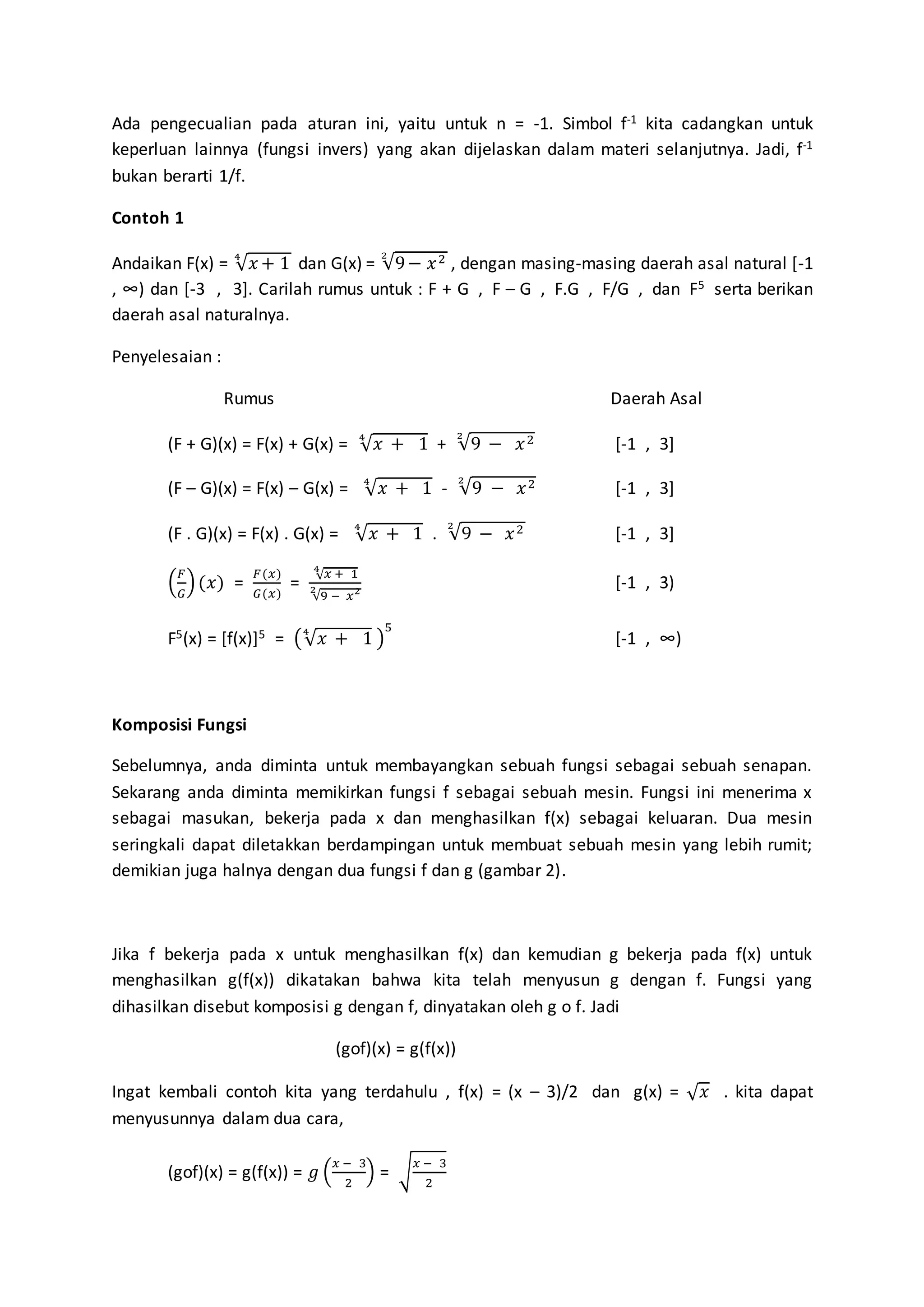 operasi pada fungsi | DOCX