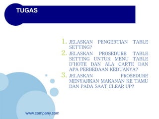 Materi 6 table setting | PPTX