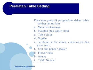 Materi 6 table setting | PPTX