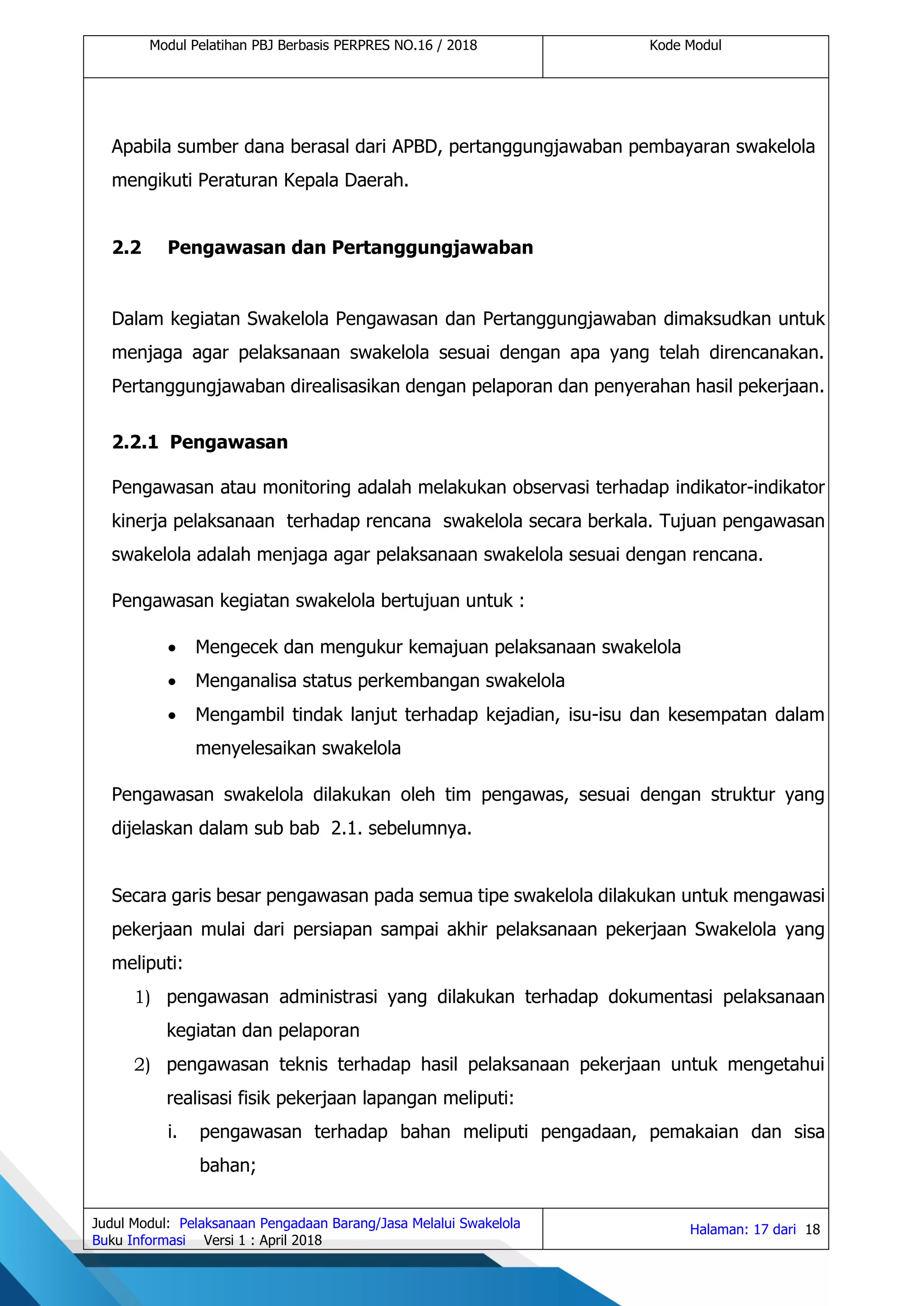 Materi 7 pbj melalui swakelola | PDF