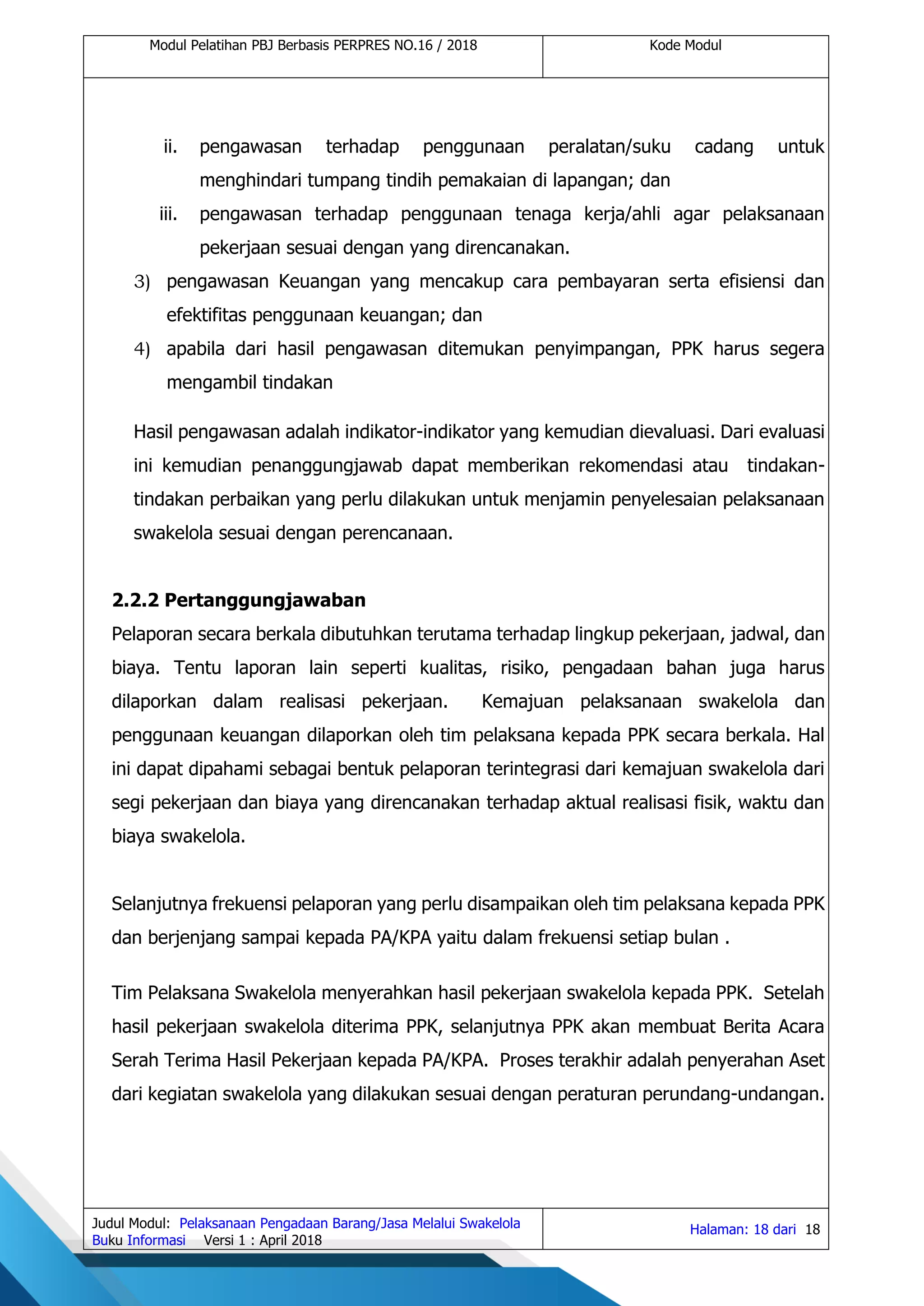 Materi 7 pbj melalui swakelola | PDF