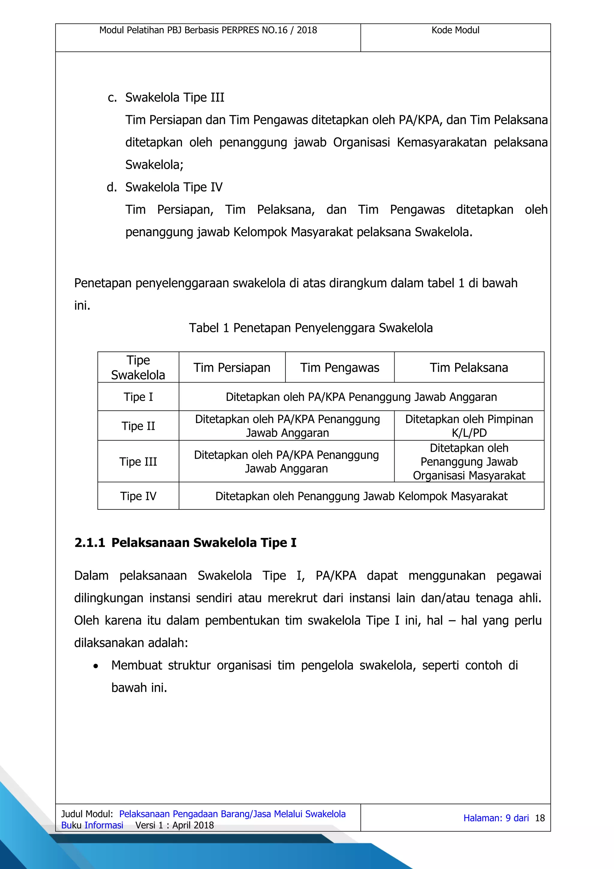 Materi 7 pbj melalui swakelola | PDF