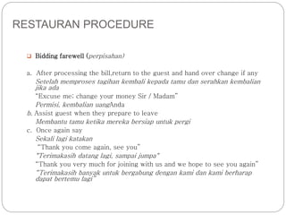 Materi 7 restauran procedure | PPTX