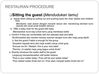Materi 7 restauran procedure | PPTX