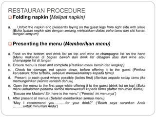 Materi 7 restauran procedure | PPTX