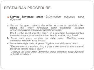 Materi 7 restauran procedure | PPTX