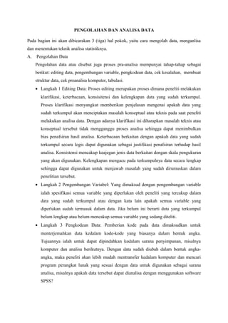 Materi 8 pengolahan dan analisa data | PDF