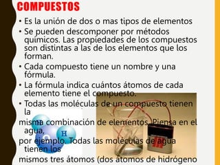 MATERIA, ELEMENTOS, COMPUESTOS Y MEZCLAS.ppt