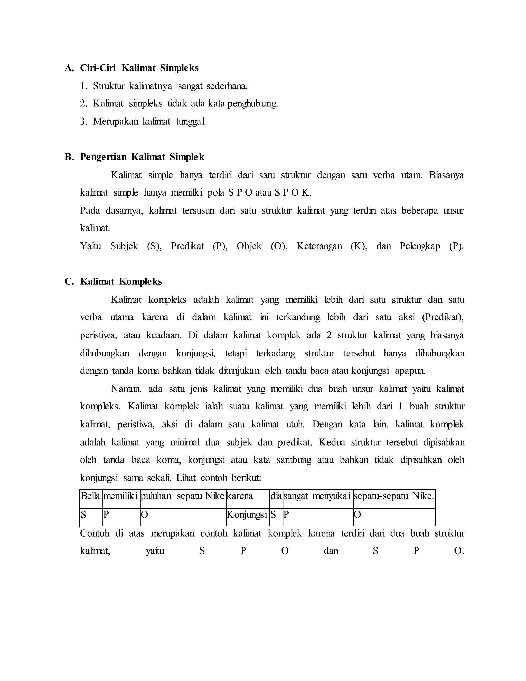 Materi ajar kalimat simplek | DOCX