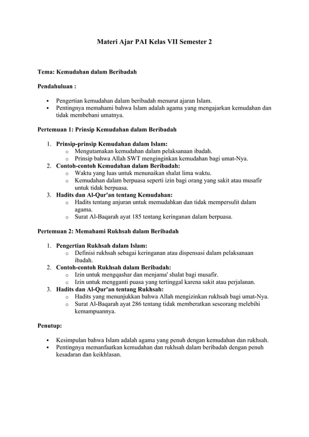 Materi Ajar PAI Kelas VII Semester 2 kemudahan dalam beribadah.docx
