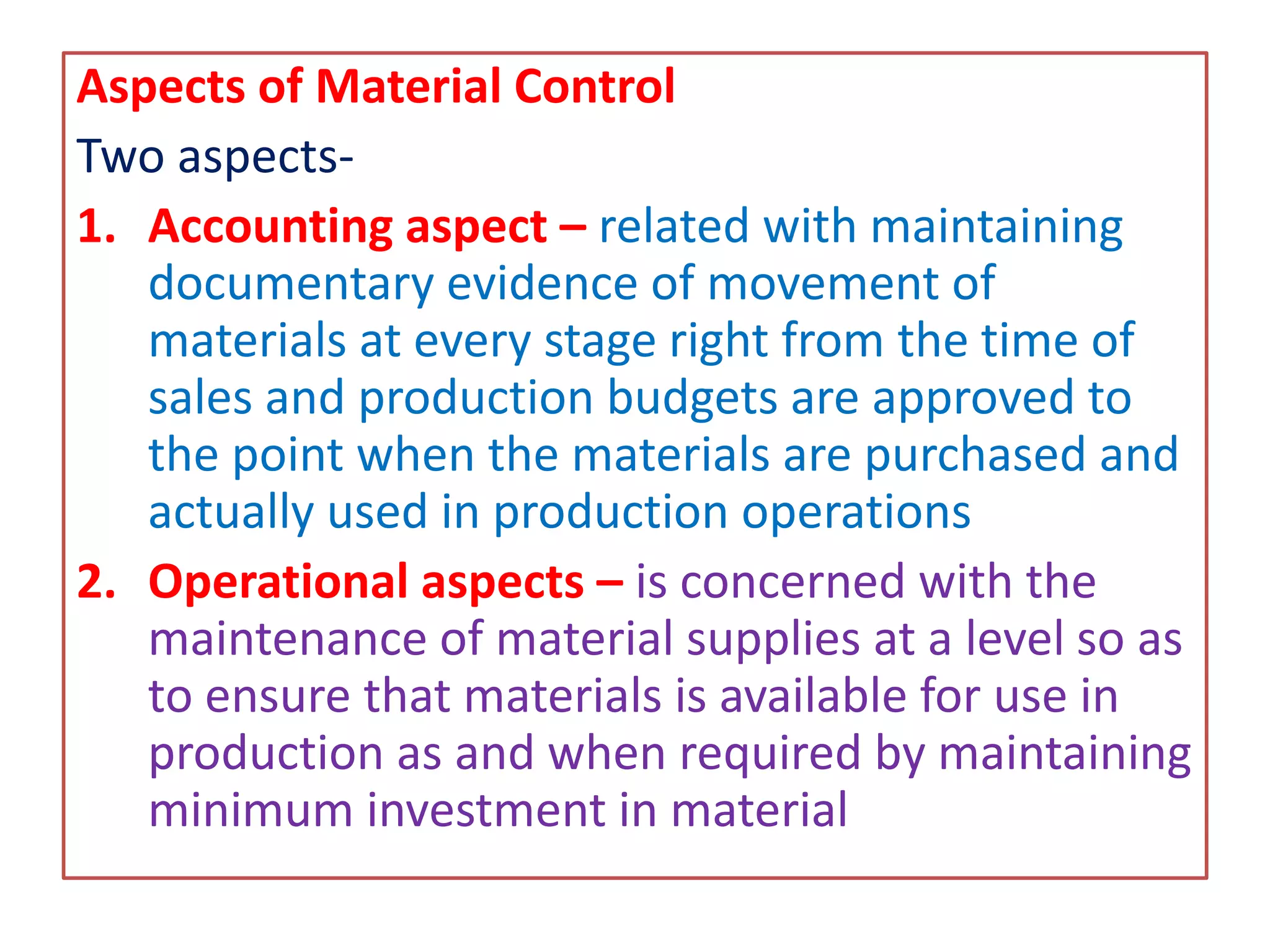 Material in cost accounting | PPTX