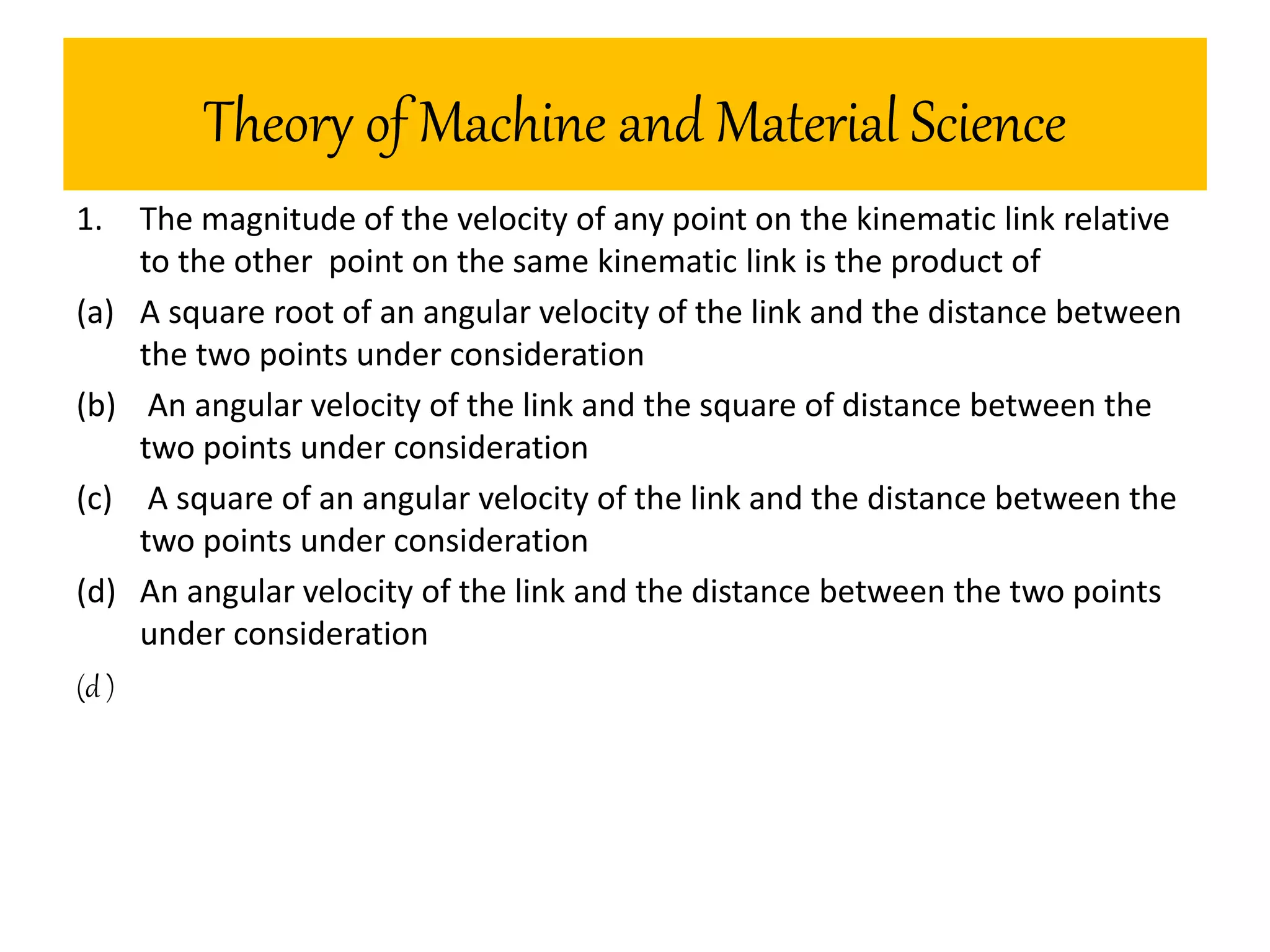Theory of Machine and Material science questions ESE 2020 | PPT