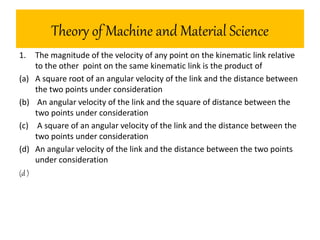 Theory of Machine and Material science questions ESE 2020 | PPT